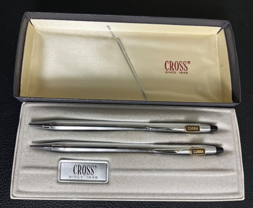 Vintage blue ink Cross Pen And Pencil Set Chrome 3501 w/ Original Box ...