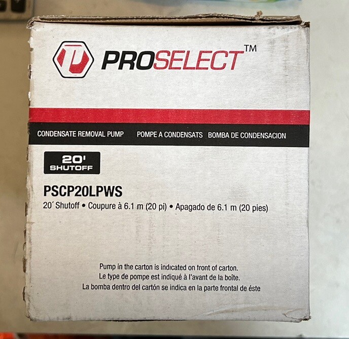 Proselect condensate pump pscpv20lpws 554969 20' Shutoff 115v | eBay