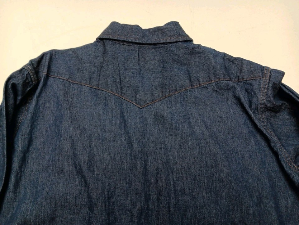 Vintage Wrangler X Long Tails Pearl Snap Down Denim Shirt Size XL Made ...