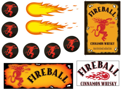 FIREBALL CINNAMON WHISKY INSPIRED CAKE TOPPERS EDIBLE ICING / WAFER ...
