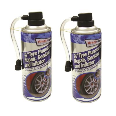 2 x Emergency Car Flat Tyre Fix Puncture Repair Foam Sealant & Inflator ...