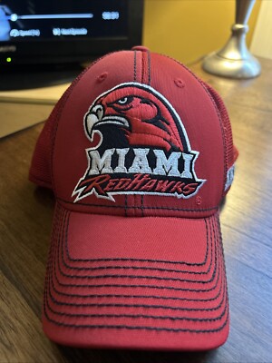 Miami University Redhawks Hat Small Medium Adidas Fitmax 70 MU Ohio ...