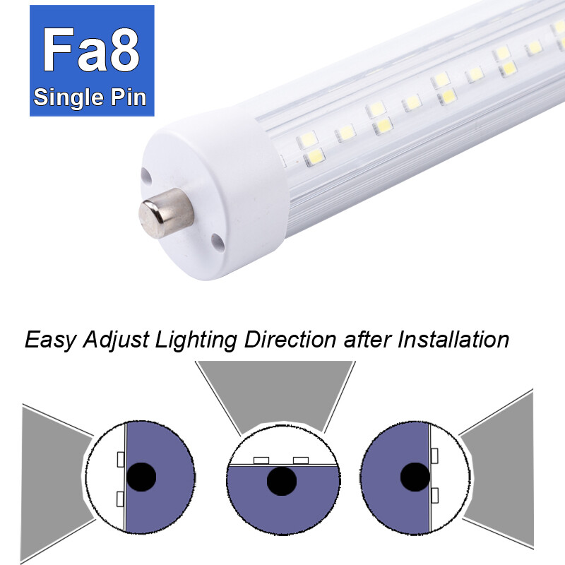 8Ft LED Ballast Bypass Bulbs FA8 Single Pin Led Shop Lights 8 Foot T8 ...