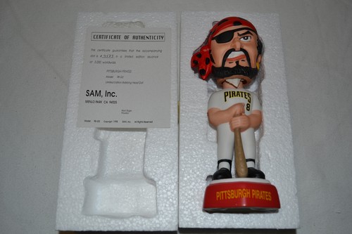 1998 Pittsburgh Pirates Mascot SAM Bobblehead Nodder Doll w/Box & COA ...