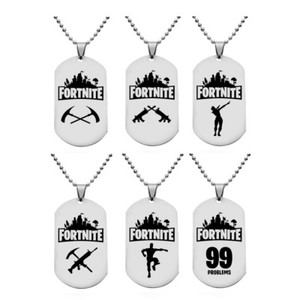 Game Fortnite Battle Royale Necklace Pendant Silver Metal Key Chain Key ...