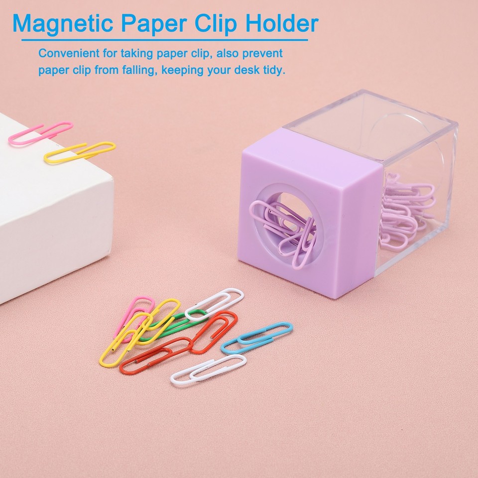 Magnetic Paper Clip Holder, 3 Pcs Paper Clip Organizer for Desk, Purple ...