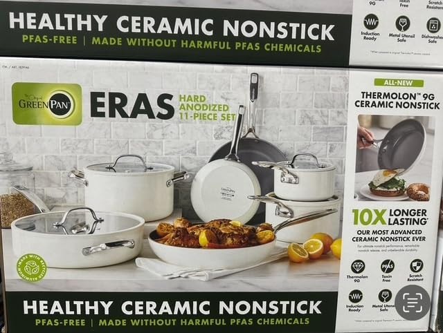 GreenPan Eras Hard Anodized Healthy Ceramic Nonstick 11 Piece Cookware ...