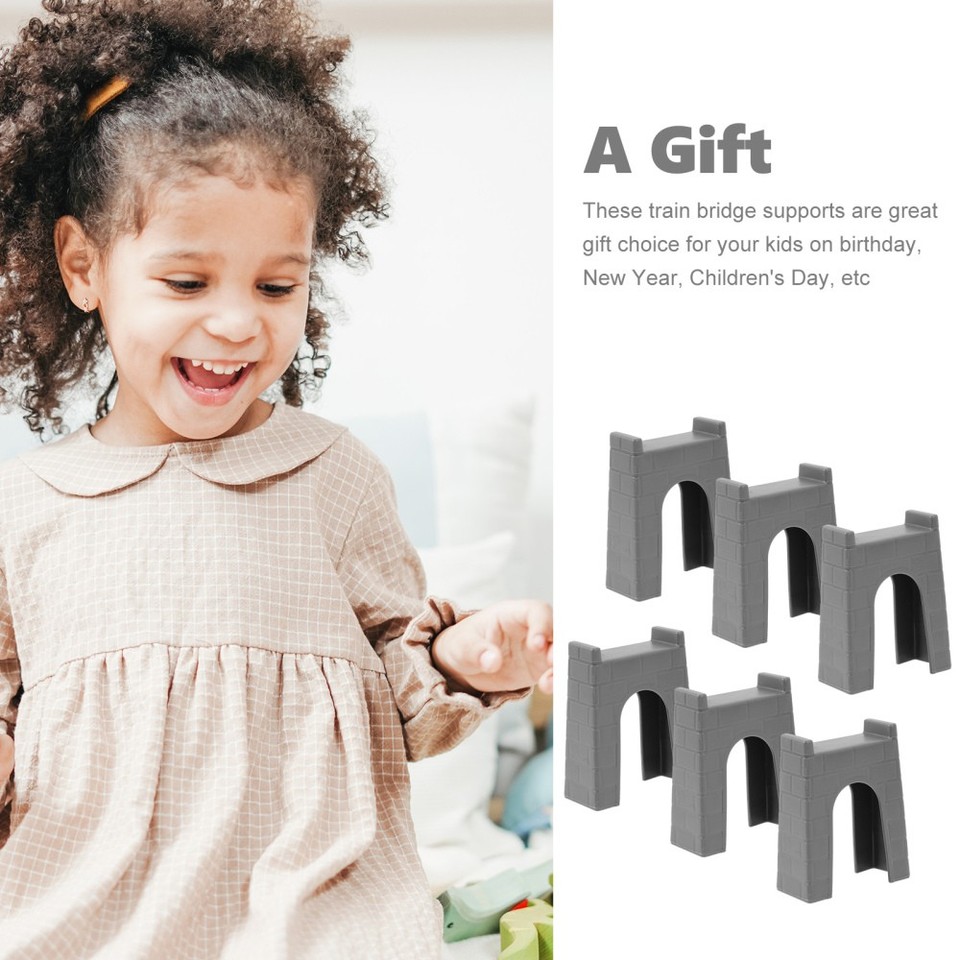 6 Pcs Toy Set Child Train Bridge Riser Pier Accessory Plastic Bridges ...