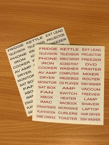 Plug Labels Stickers That help Identify Plugs On An Extension Lead ...