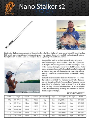 Hamachi Nano Stalker S2 JDM 1-2kg ultra light Japanese spin fishing rod ...