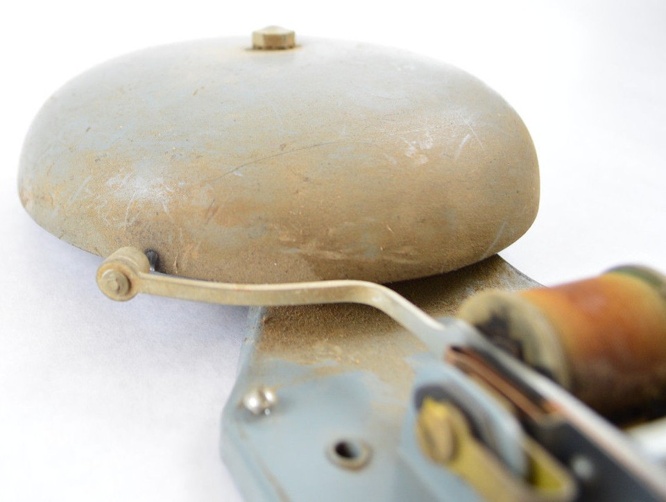 Vintage Metal Warehouse Office Phone Bell Ringer Gray Prop | eBay