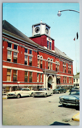Vintage Postcard IN Logansport Cass County Court House Old Cars Chrome ...