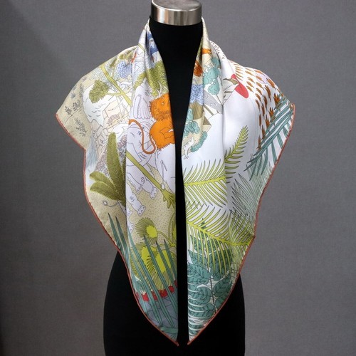 Pure Twill Silk 18 Momme Double Face Scarf Stole Animals Print Square ...