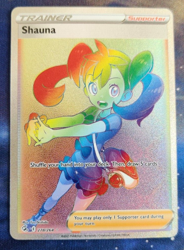 Shauna 278/264 Fusion Strike NM Full Art Secret Rainbow Rare Pokemon ...