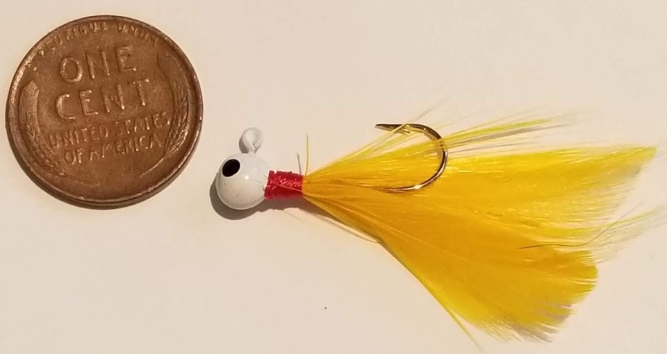 1/32 oz Micro Panfish Jigs Marabou Feather Crappie Sunfish Bluegill ...