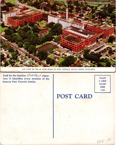 Post Cereals Factory Aerial View Battle Creek Michigan MI Postcard | eBay