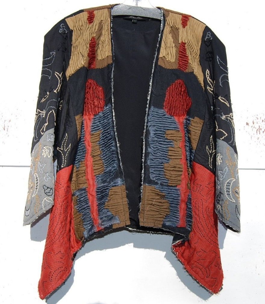NEW Urban Zen Multicolor Artisan Linen Cotton Silk Patchwork Jacket M ...