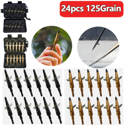 24Pc Swhacker Hunting Broadheads 100Gr Expandable Sharp Blade Crossbow ...
