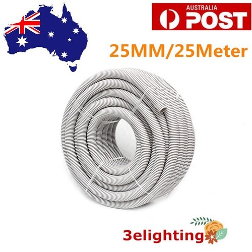 25mm MD GREY Corrugated Conduit x 25Meters Flexible Electrical Conduit ...