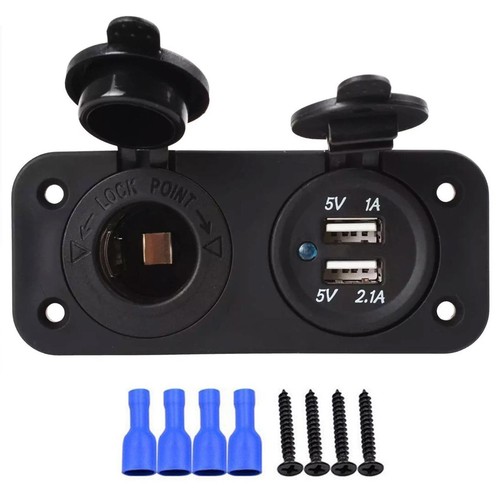Blue Light Dual USB Car Cigarette Lighter Socket Splitter Charger Power ...