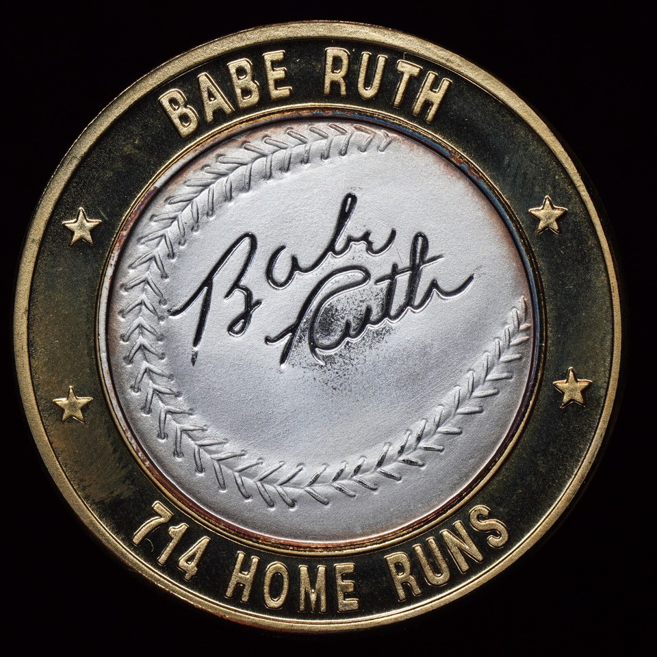 BABE RUTH Baseball 714 Home Runs New York Yankees 999 FINE Silver round ...