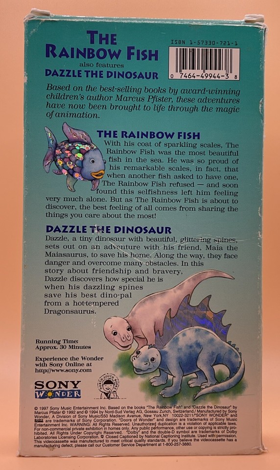Doors of Wonder The Rainbow Fish/Dazzle the Dinosaur VHS 1997 *Buy 2 ...