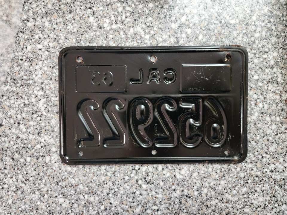 1963 California Motorcycle License Plate, 1968 Validation, DMV Clear ...