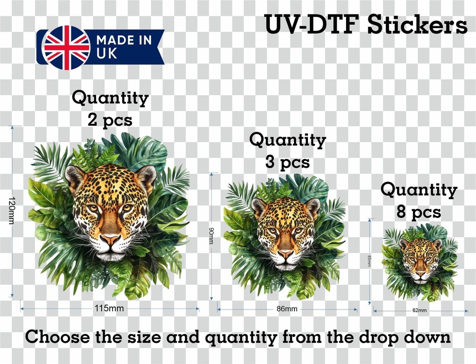 Tropical Leopard UV DTF Sticker - Glass Laptop Tumbler Cup xk165 | eBay