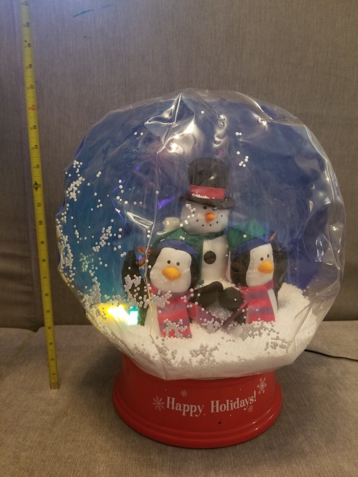 Gemmy Airblown Inflatable 15” Snow Globe Penguins Snowman Motion ...