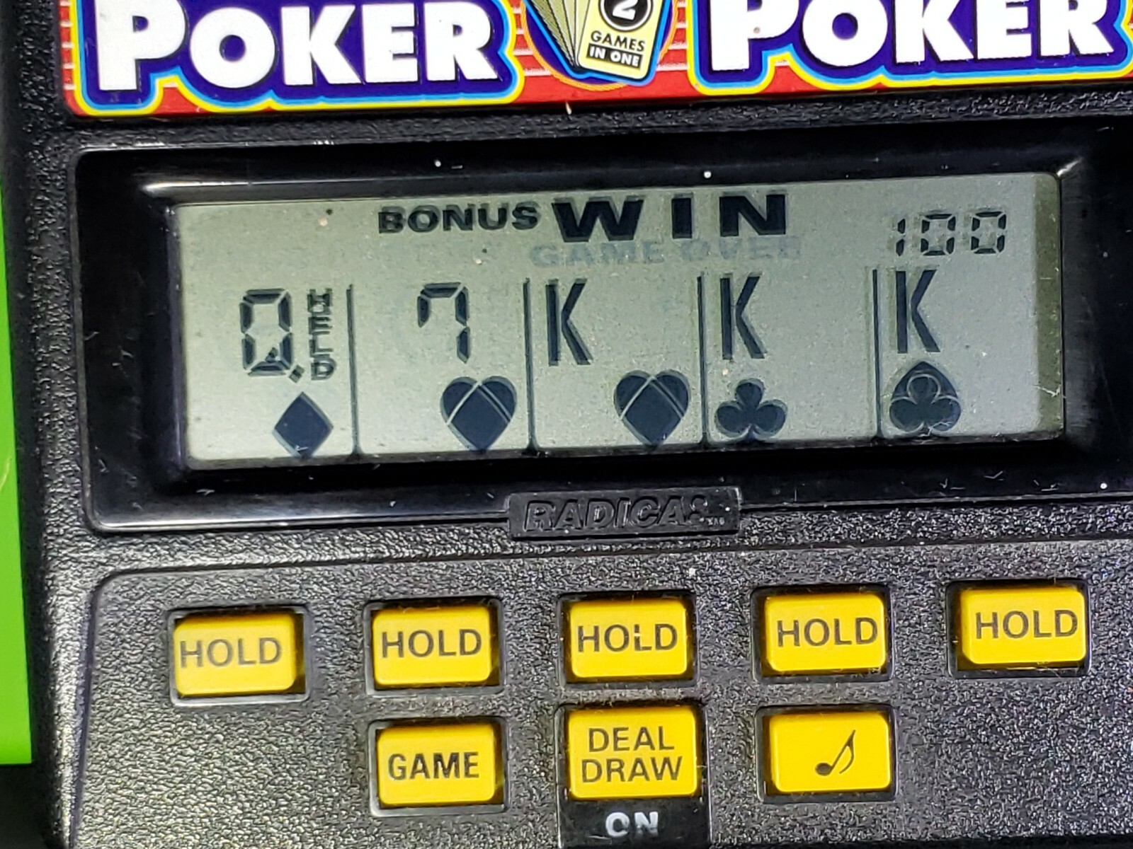 Radica Electronic Handheld Bonus Poker/Draw Poker 2 in 1 game works ...