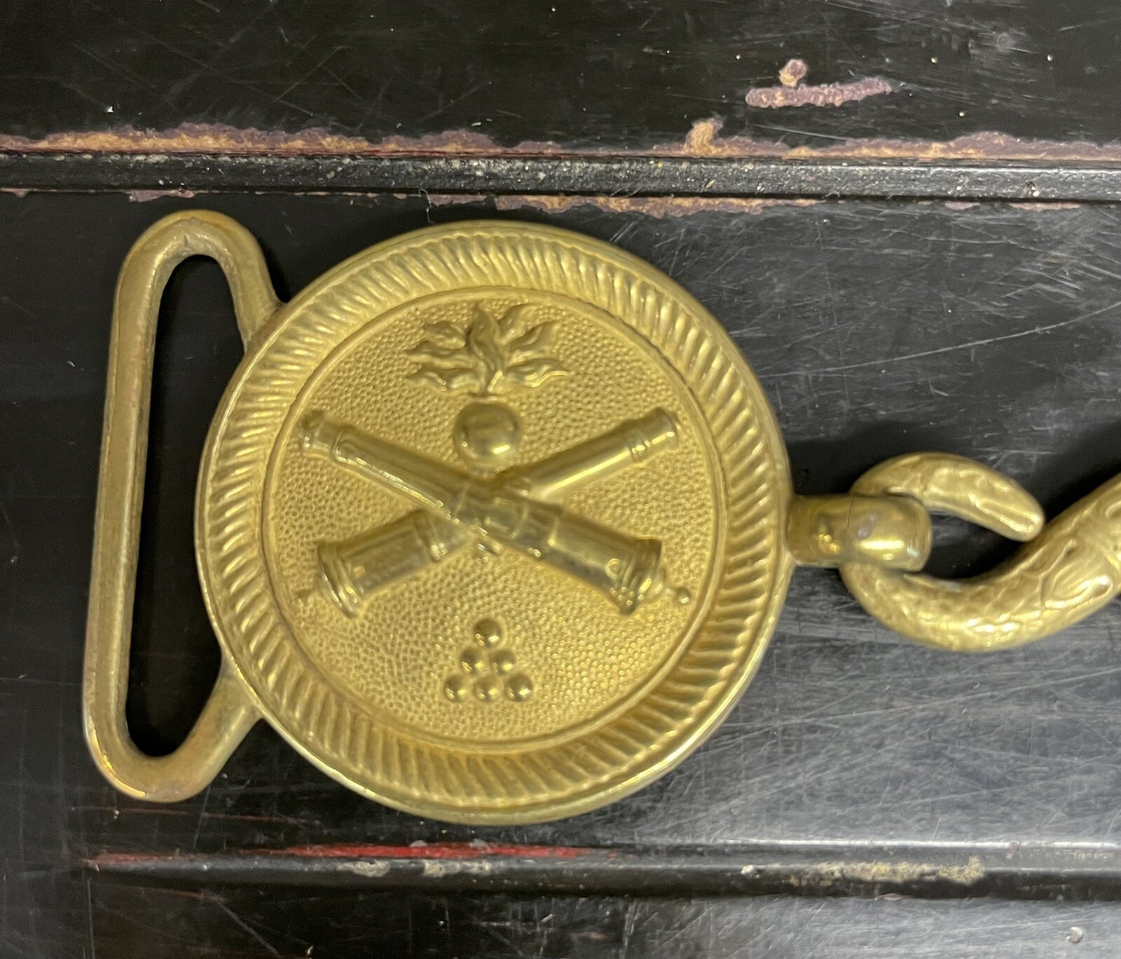 Antique Napoleonic 1800s French Army Brass Double Belt Buckle Artillery ...