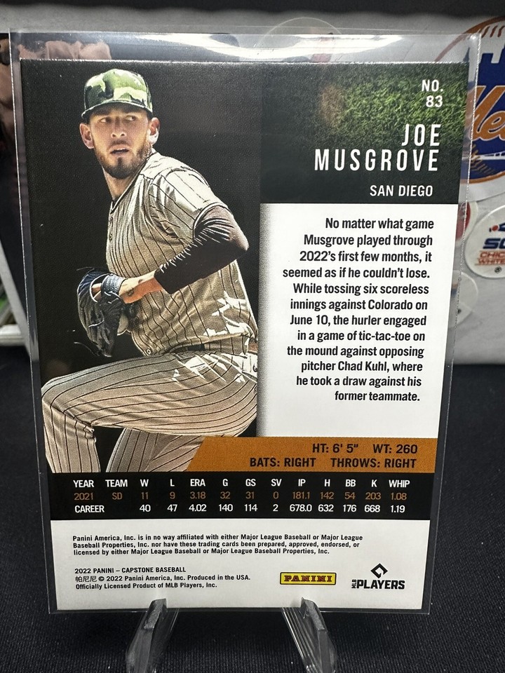 💥2022 Panini Capstone #83 Joe Musgrove San Diego Padres Blue Foil | eBay