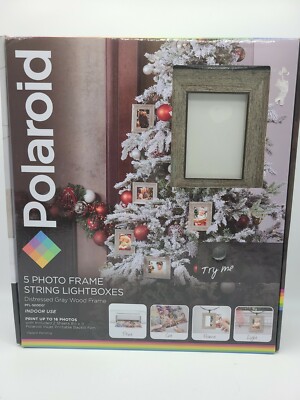 Polaroid 5 Photo Fram String Light Boxes-Wooden Frames- Decor, Pictures ...