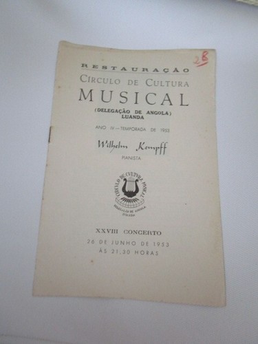 programme concert angola 1953 Wilhelm Kempff signed | eBay