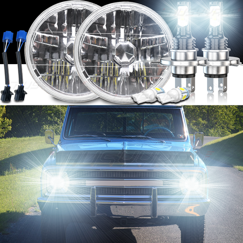7 Inch led GLASS Headlight Round ORIGINAL CLASSIC LOOK Conversion ...