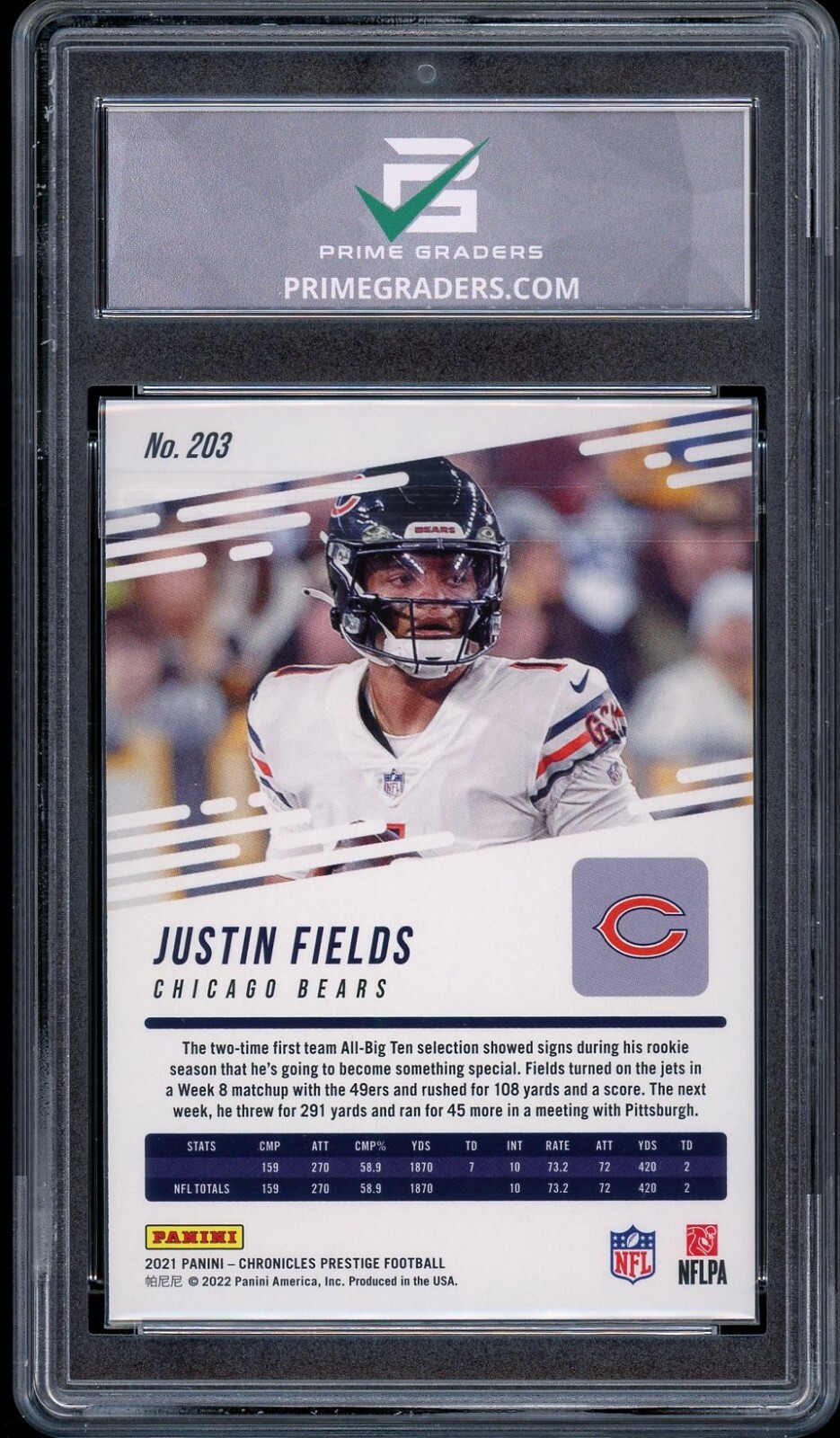 2021 Panini Chronicles #203 Justin Fields Rookie Card RC GRADED 10 Gem ...