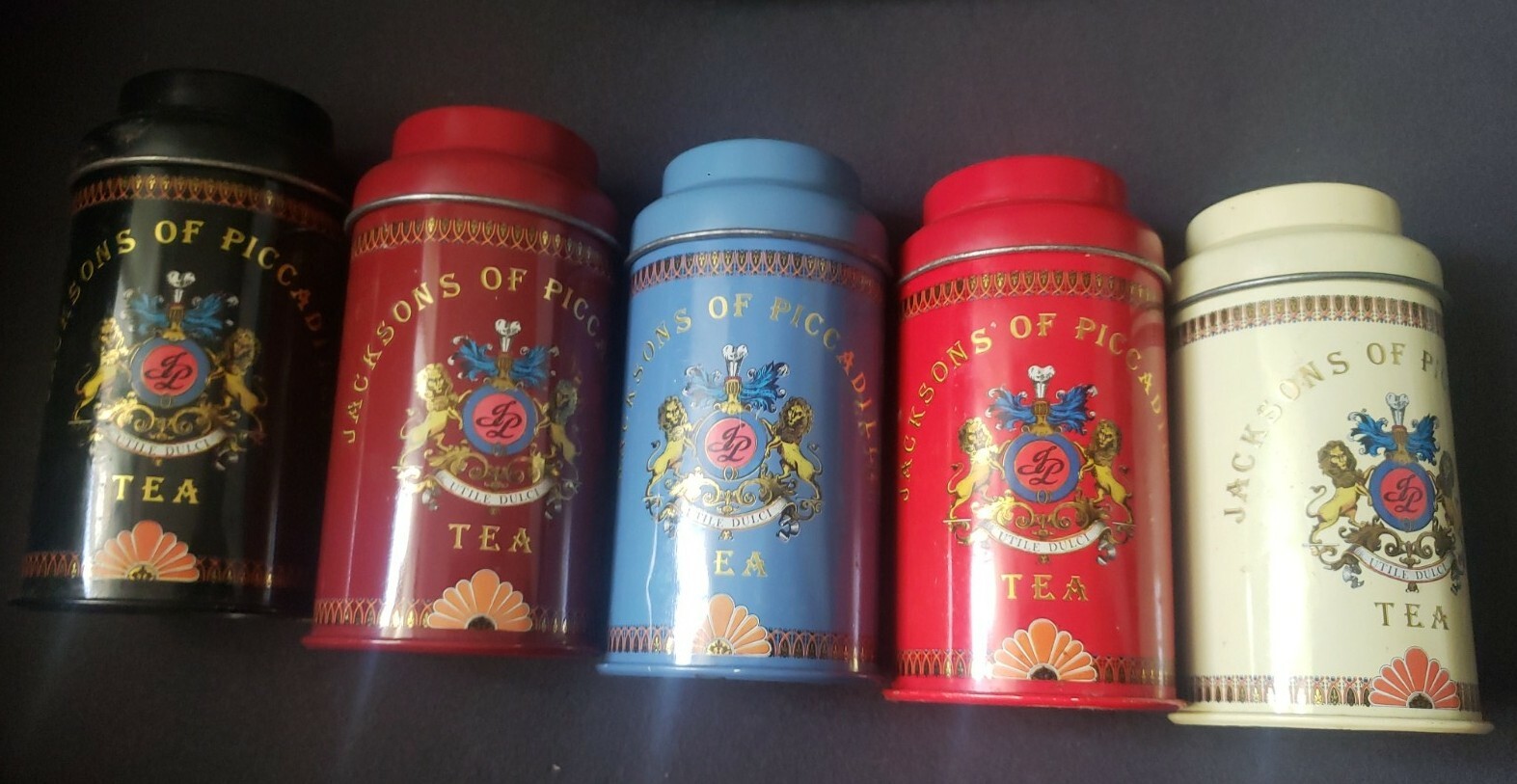 Jacksons Of Piccadilly Tea Tin Utile Dulci. 5 Cans Mini Cans 4 1/2 ...