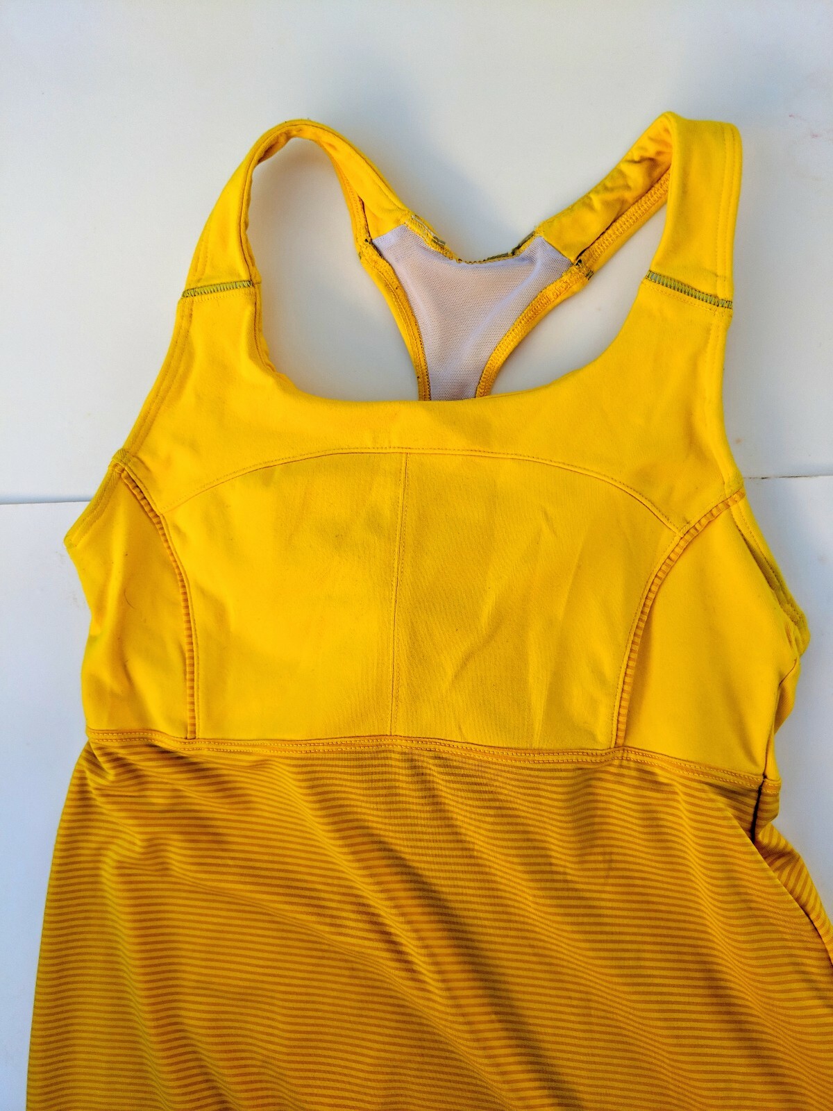 Athleta Top XS Exercise Workout Yellow Yoga Running Jogging Striped ...
