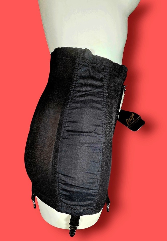 Black Rago # 349 NWT Open BTM Girdle w/lace Hook & Zip Silky panels XL ...