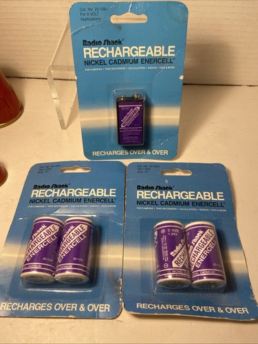 Vintage Radio Shack Rechargeable Batteries 4 Size C, 1 Size 9 Volt | eBay