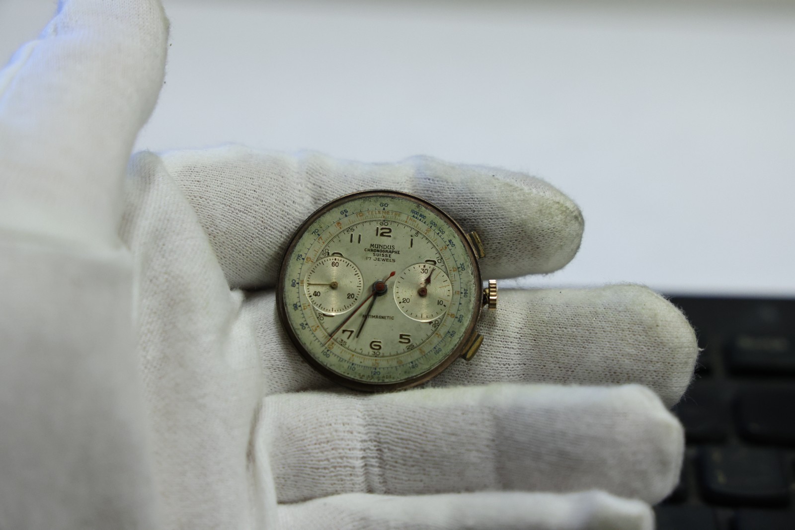Swiss Mundus Chronograph Watch Movent 17j (Not Running) | eBay
