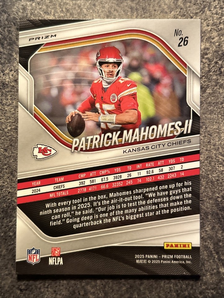 Patrick Mahomes 2025 Panini Prizm NFL - White Disco Prizm Parallel #26 ...