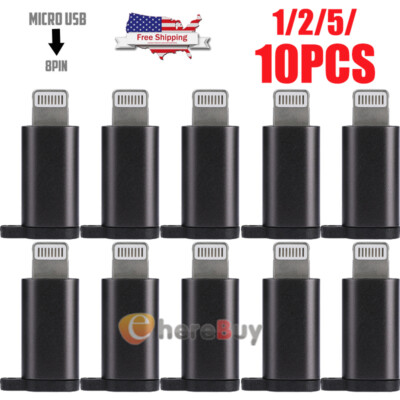 LOT Micro USB to 8 Pin Adapter Charger Connector Converter Data Sync ...