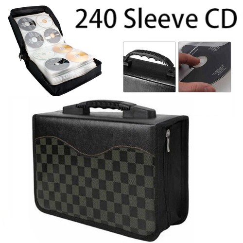 240 CD/DVD Case, Large Storage Holder Binder Nylon Black CD Carry Case ...