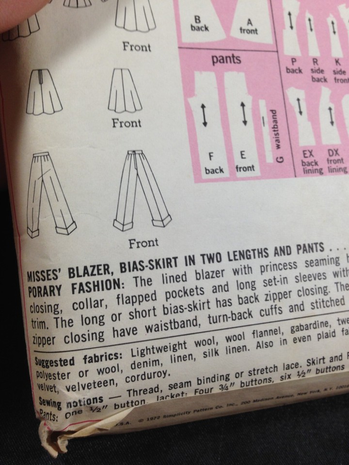 Vintage Sewing Pattern Simplicity 5212 Misses Blazer Bias Skirt | eBay