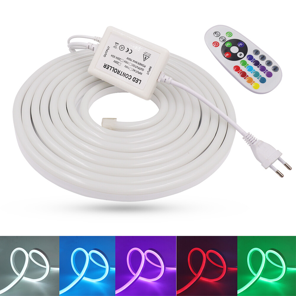 1-25m Dimmbar Neon LED Strip Streifen 230V RGB Flex Schlauch diffus ...