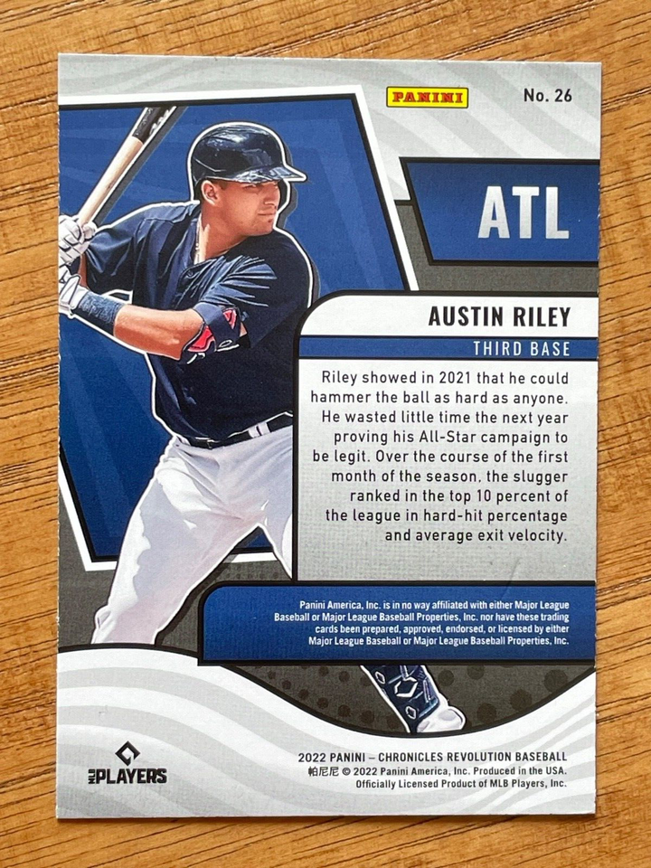 2022 PANINI CHRONICLES REVOLUTION BASEBALL AUSTIN RILEY CARD No. 26 ...