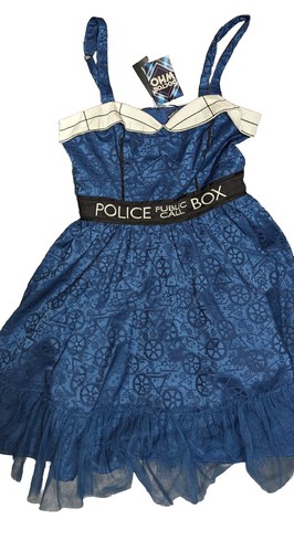 New Hot Topic Dr. Who BBC Blue Tardis Call Box Costume Cosplay Dress ...