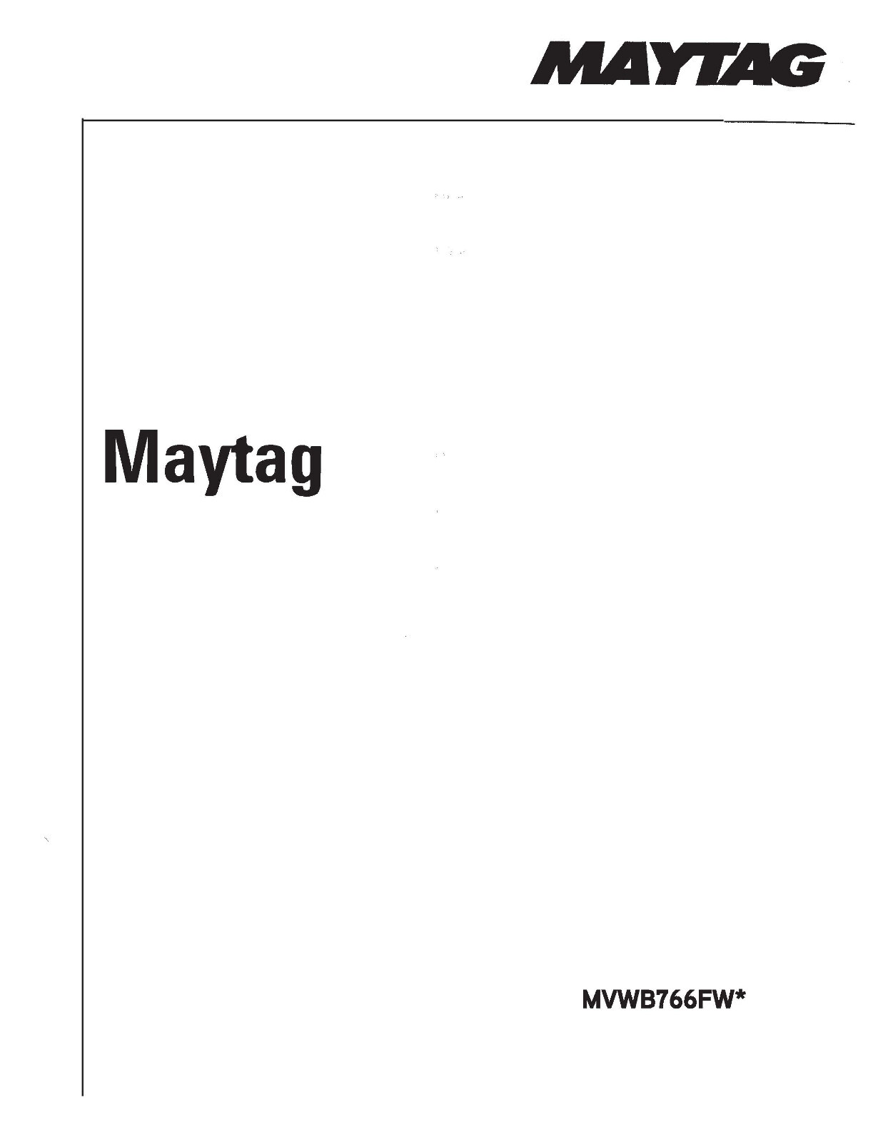 MAYTAG MVWB766FW MVWB766FW0 SERVICE REPAIR MANUAL PAPER | eBay