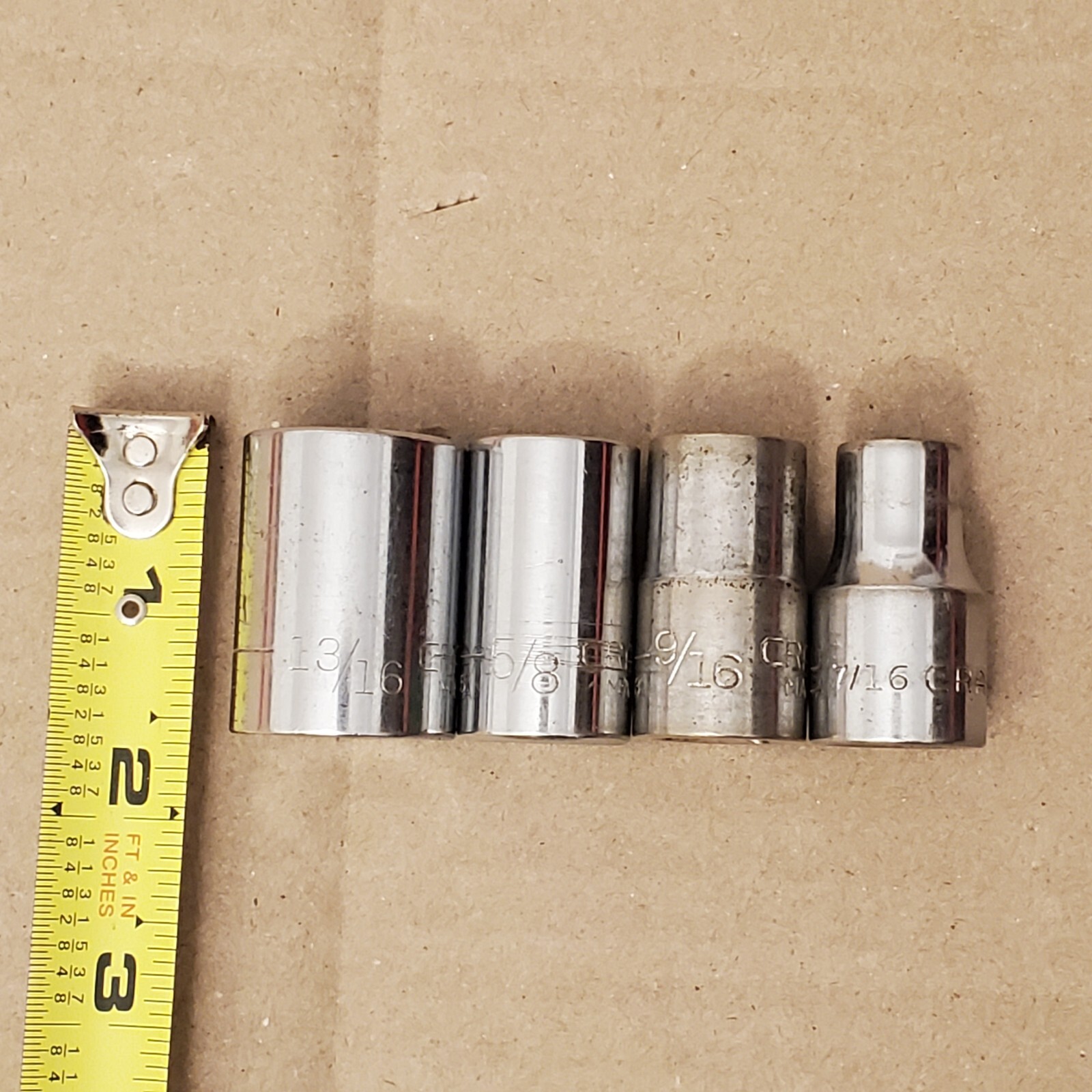 CRAFTSMAN 1/2" Drive 12 pt Socket Lot Of 4 ( 7/16", 9/16", 5/8" & 13/16 ...